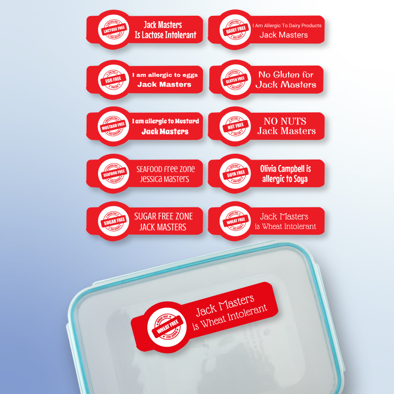 Personalised Food Allergy Stickers - Funky Labels