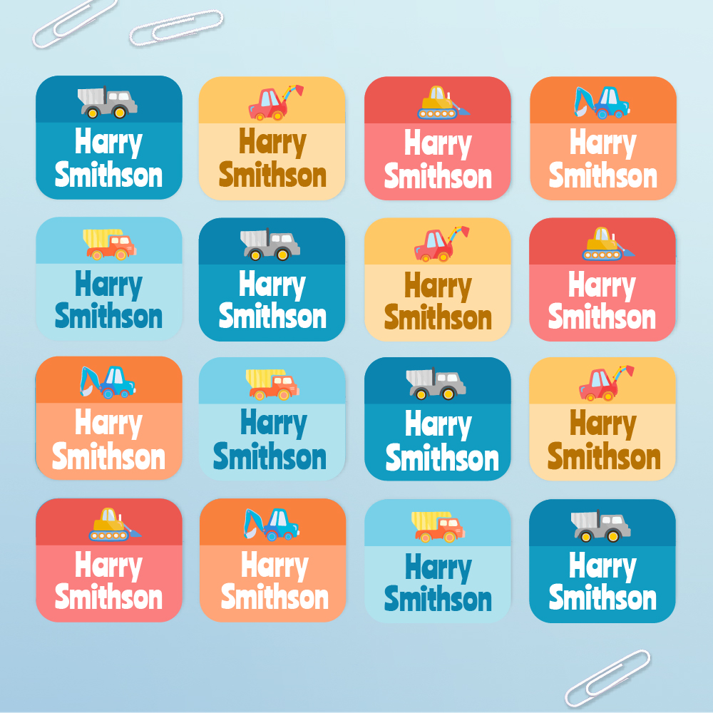 Stick On Diggers Clothing Name Labels - Funky Labels