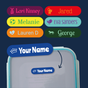 Stick On Colour Labels with Icon - Funky Labels