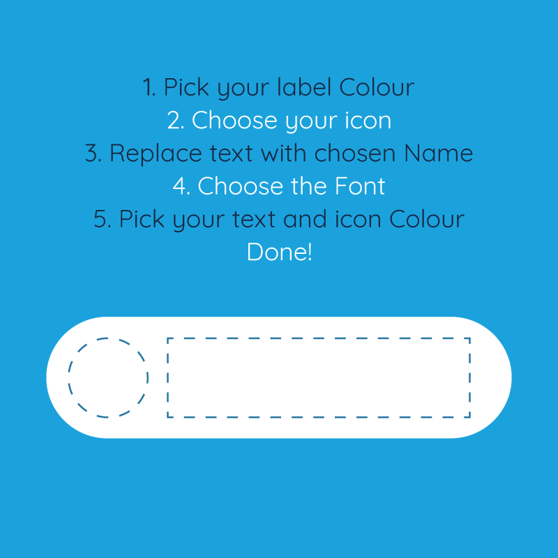Stick On Colour Labels with Icon - Funky Labels