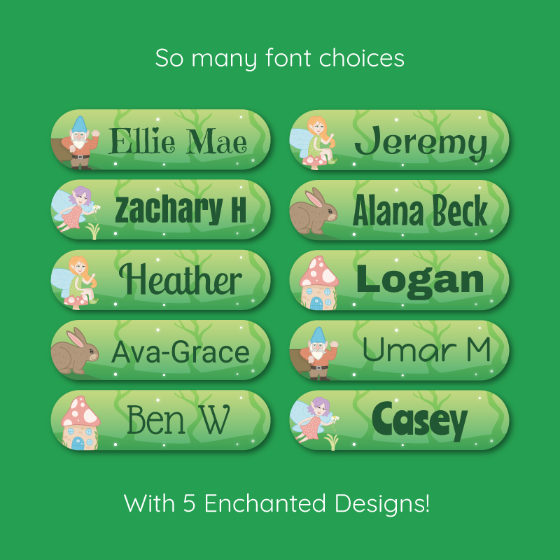Deluxe Stick On Enchanted Forest Labels - Funky Labels