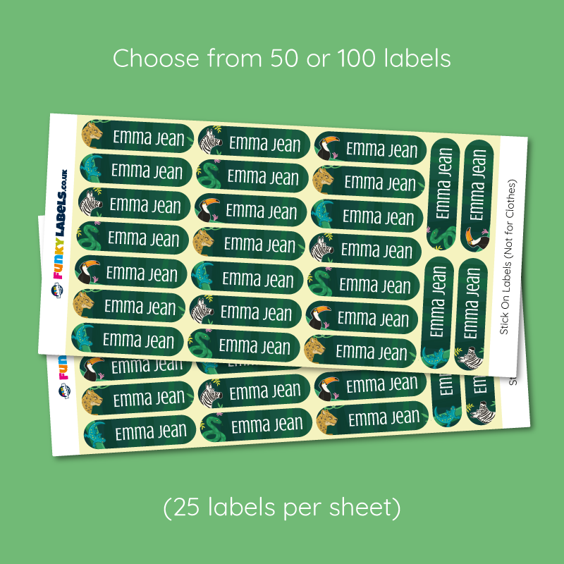 Deluxe Stick On Jungle Labels - Funky Labels