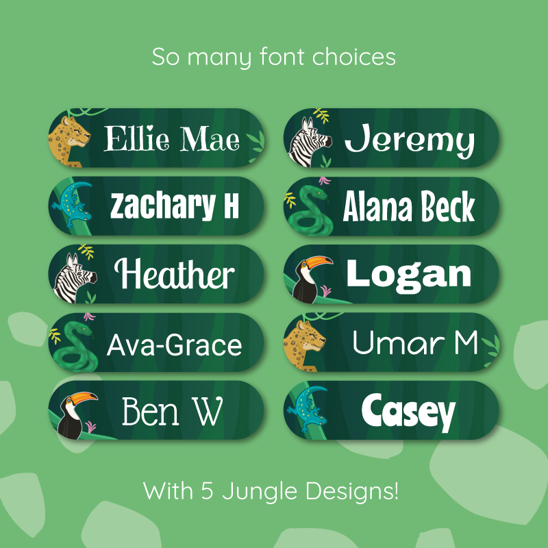Deluxe Stick On Jungle Labels - Funky Labels