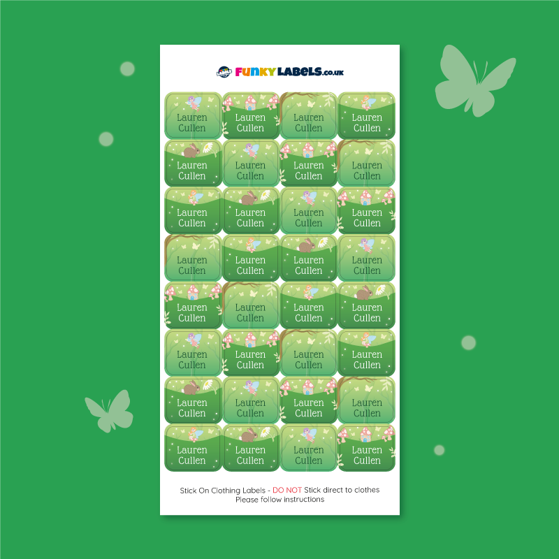 Deluxe Stick On Enchanted Forest Clothing Name Labels - Funky Labels