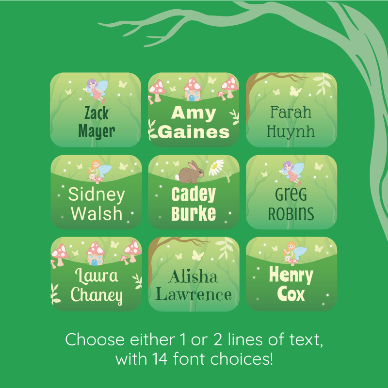 Deluxe Stick On Enchanted Forest Clothing Name Labels - Funky Labels