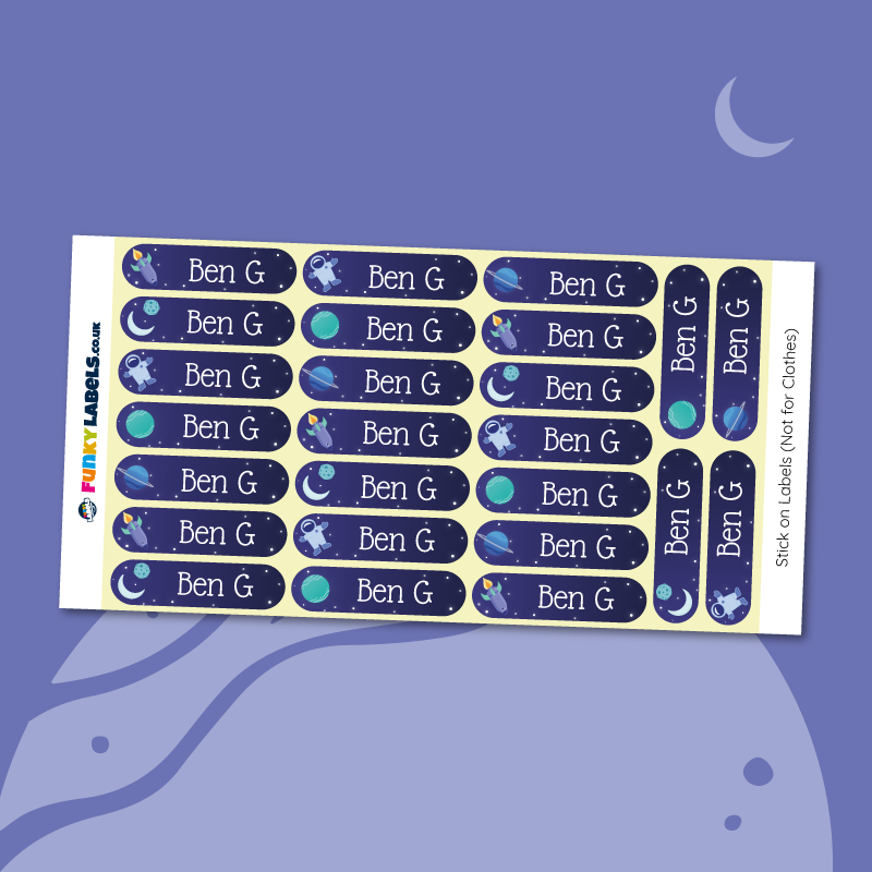 Deluxe Stick On Space Labels - Funky Labels