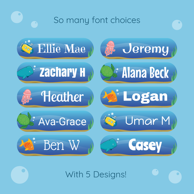 Deluxe Stick On Under The Sea Labels - Funky Labels