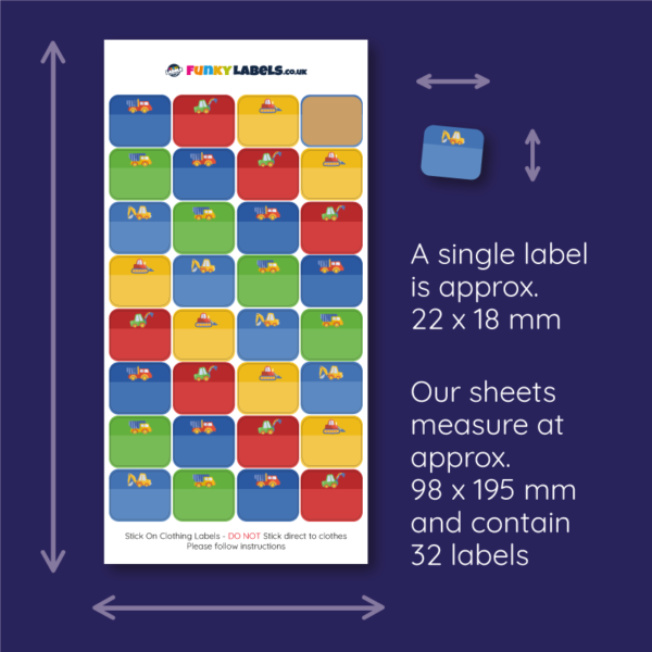 Stick On Diggers Clothing Name Labels - Funky Labels