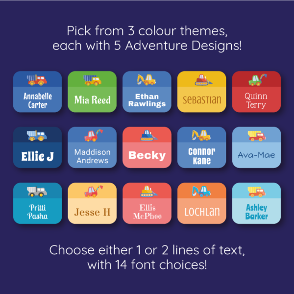 Stick On Diggers Clothing Name Labels - Funky Labels