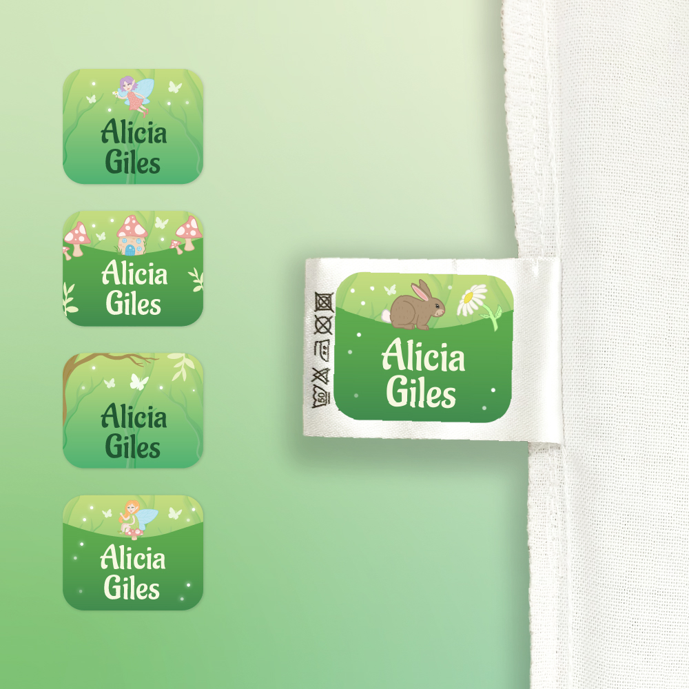 Deluxe Stick On Enchanted Forest Clothing Name Labels - Funky Labels