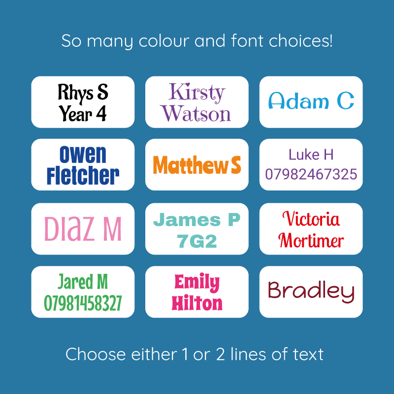 White Stick On Clothing Name Labels - Funky Labels