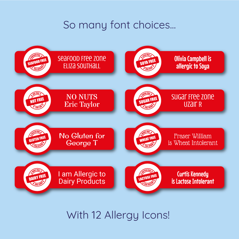 Personalised Food Allergy Stickers - Funky Labels