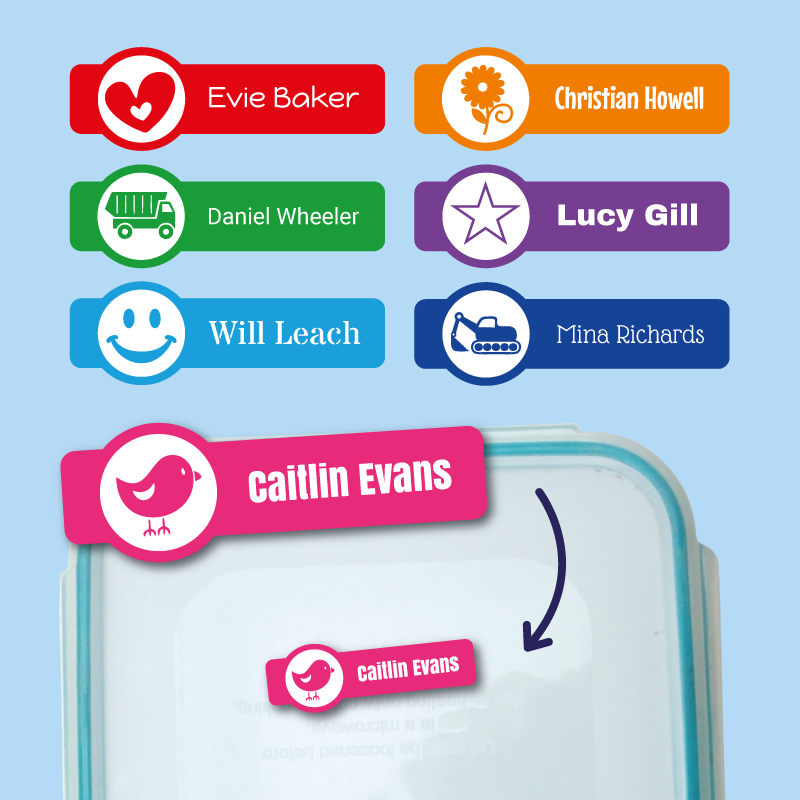 Shaped Stick On Name Labels - Funky Labels