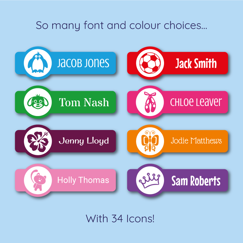 Shaped Stick On Name Labels - Funky Labels