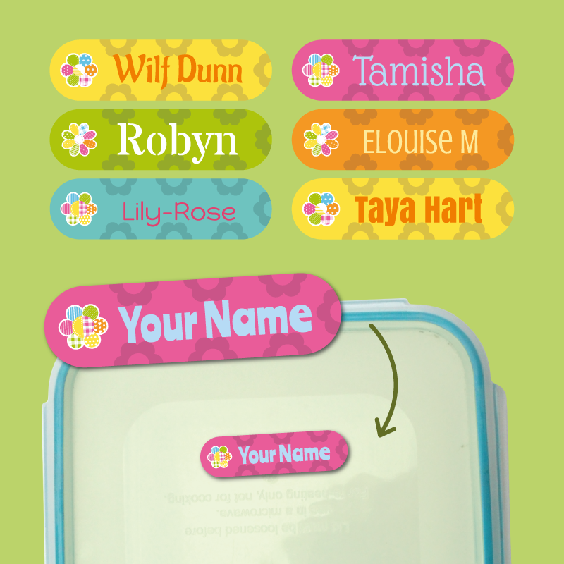 Personalised Flower Name Stickers - Funky Labels