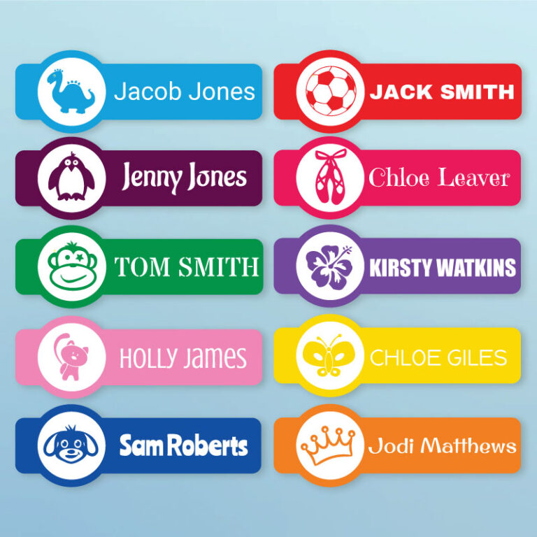 Shaped Stick On Name Labels - Funky Labels