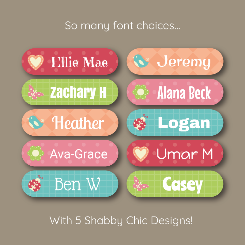 Personalised Stick On Shabby Chic Labels - Funky Labels