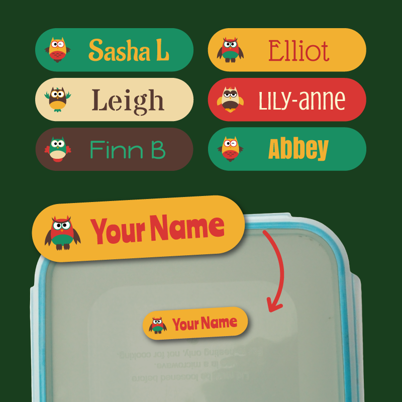 Personalised Stick On Owl Labels - Funky Labels