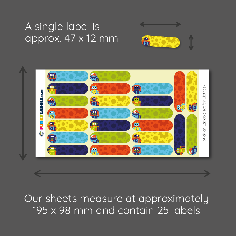 Personalised Stick On Robot Labels - Funky Labels