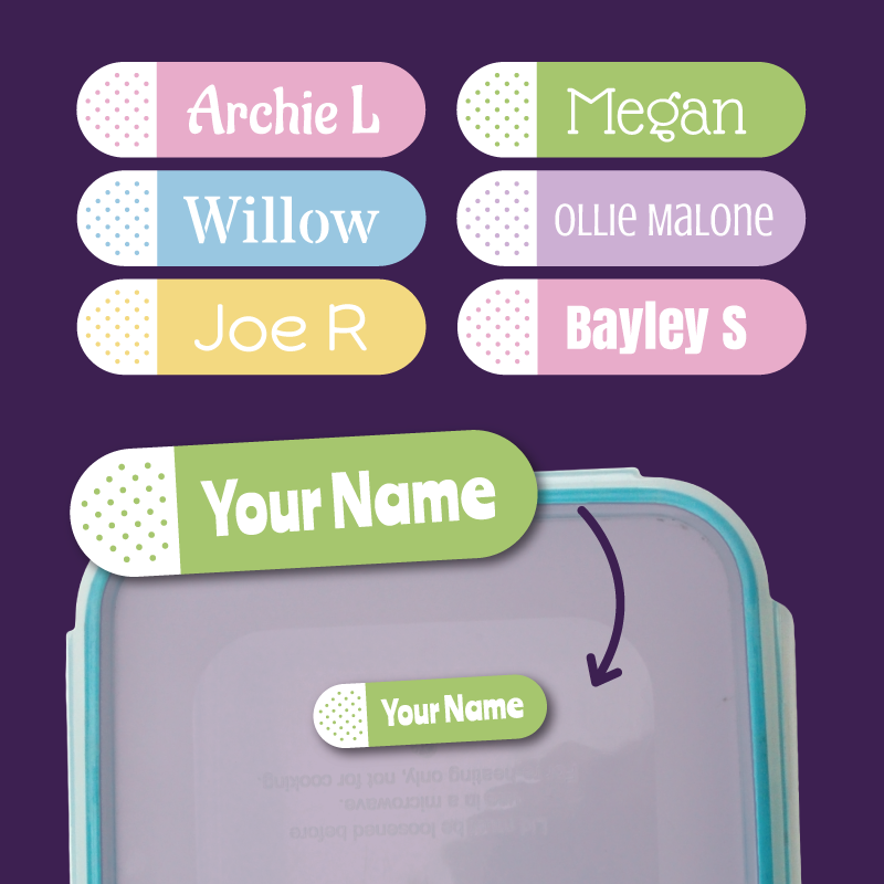 Personalised Stick On Dotty Labels - Funky Labels