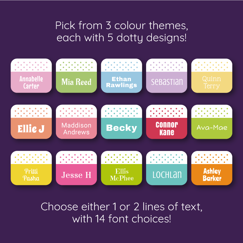 Stick On Dotty Clothing Name Labels - Funky Labels