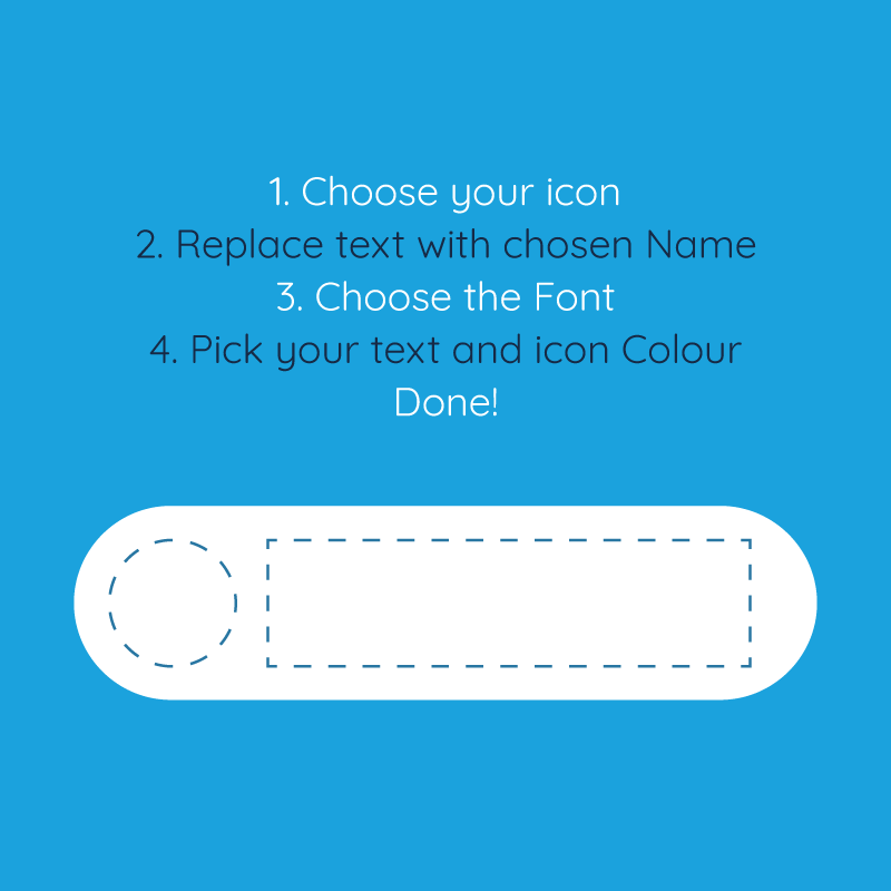 Stick On White Personalised Labels with Icon - Funky Labels