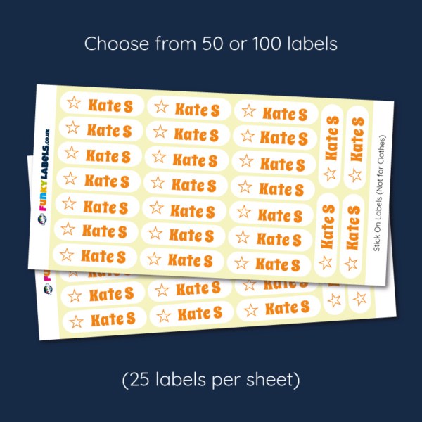 Stick On White Personalised Labels with Icon - Funky Labels