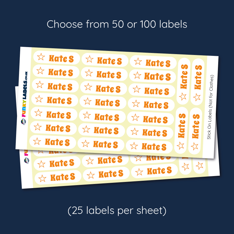Stick On White Personalised Labels with Icon - Funky Labels