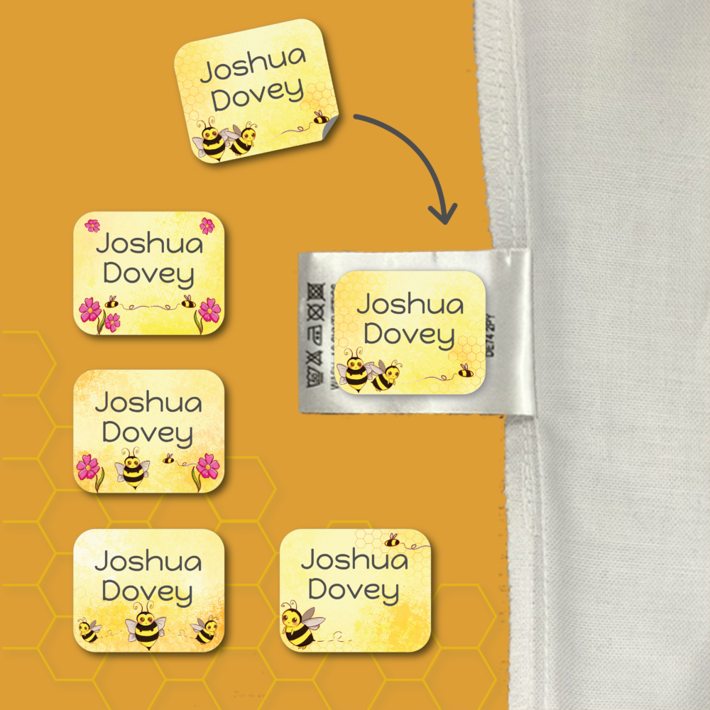 Stick On Bee Clothing Name Labels - Funky Labels
