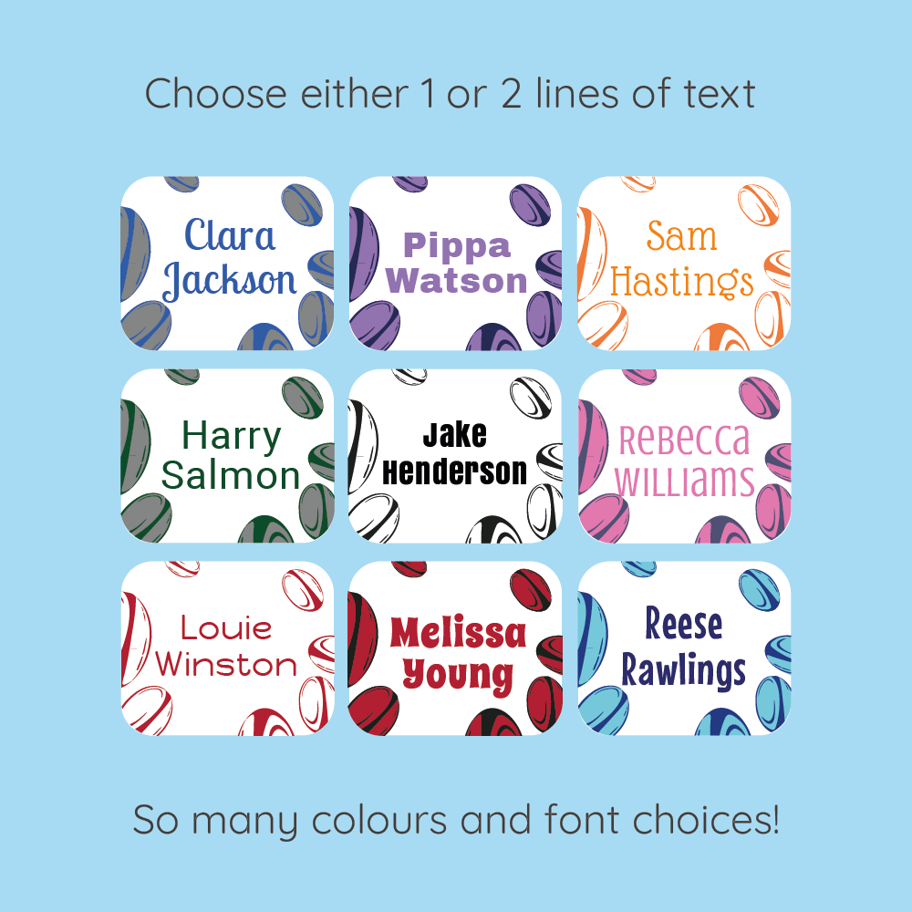 Stick On Rugby Clothing Labels - Funky Labels